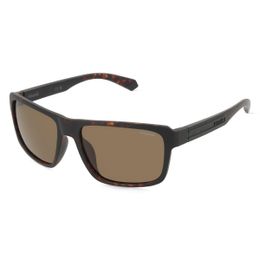 Polaroid PLD 2158/S | Herren-Sonnenbrille | Fassung: Vollrand, Quadratisch, Kunststoff, Braun Matt | Glasfarbe: Braun