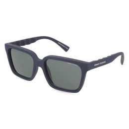 Armani Exchange AX4147S | Herren-Sonnenbrille | Fassung: Vollrand, Quadratisch, Kunststoff, Blau Matt | Glasfarbe: Grau