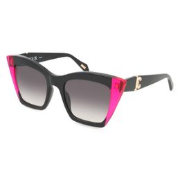 Roberto Cavalli Just Cavalli SJC106V | Unisex-Sonnenbrille | Fassung: Vollrand, Quadratisch, Acetat, Schwarz Gl&auml;nzend | Glasfarbe: Grau Verlaufend