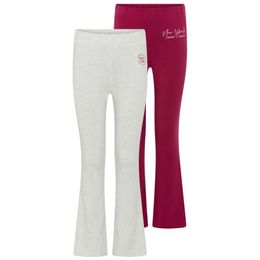 H.I.S. H.I.S M&auml;dchen Leggings "2er Packung Leggings mit Schlag f&uuml;r M&auml;dchen"bordeaux, bei, Gr. 128, meliert, Jersey, Obermaterial: 95% Baumwolle, 5%