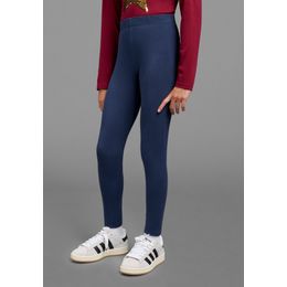 Kidsworld M&auml;dchen Leggings "Basic Leggings f&uuml;r M&auml;dchen"marine, Gr. 116, unifarben, Jersey, Obermaterial: 95% Baumwolle, 5% Elasthan, Hosen, aus
