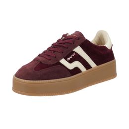 Gant Damen Plateausneaker "Cuzmani", Gr. 38weinrot, Leder, Veloursleder, kontrastfarbene Details, Schuhe, Schn&uuml;rschuh, Halbschuh, Retrosneaker im