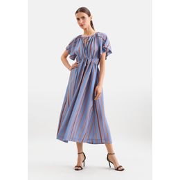 Seidensticker Damen Sommerkleid, blau, Gr. 40, gestreift, 85% Viskose, 15% Polyamid, Kleider, 1/2 Rundhals Gestreift
