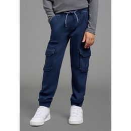 Kidsworld M&auml;dchen Cargohose "bequeme Schlupfform mit Stretch"blau, Basic, Gr. 182, unifarben, Web, Obermaterial: 98% Baumwolle, 2% Elasthan, Hosen