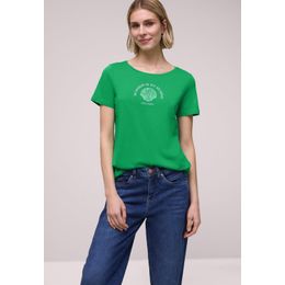 Street One Damen T-Shirt, gr&uuml;n, Gr. 46, bedruckt, Web, 100% Baumwolle, Shirts, aus reiner Baumwolle