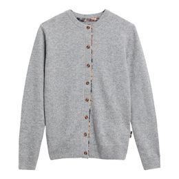 Barbour Rundhals-Cardigan Pendle Knitted Grey Marl/Birchwood Tartan (Gr&ouml;&szlig;e: 12)