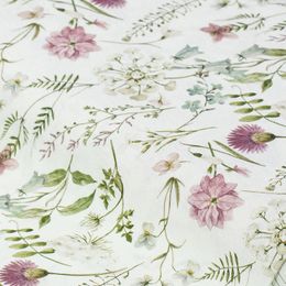 buttinette Dekostoff Blumenwiese im Vintage-Stil "Lorena", offwhite-color