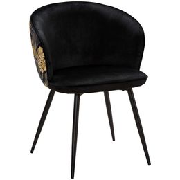Livetastic Armlehnstuhl, Schwarz, Gold, Holz, Metall, Textil, Pappel, Sperrholz, Bl&auml;tter, Rundrohr, 60x81x60 cm, Esszimmer, St&uuml;hle, Esszimmerst&uuml;hle, Armlehnenst&uuml;hle