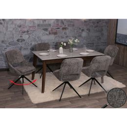 6er-Set Esszimmerstuhl MCW-N73, K&uuml;chenstuhl, drehbar Auto-Return, Stoff/Textil Chenille (490g/m&sup2;) &Ouml;ko-Tex ~ dunkelgrau