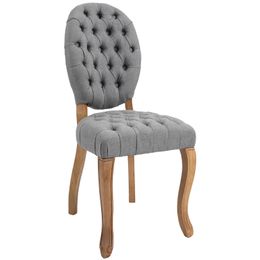 CLP Esszimmerstuhl Temara Stoff I Polsterstuhl Gesteppt Chesterfield Design I Lehnstuhl Mit Kautschukholz Gestell I Max. Belastbarkeit 120 kg