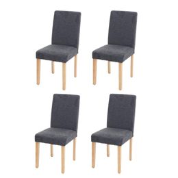 MCW 4er-Set Esszimmerstuhl Stuhl K&uuml;chenstuhl Littau ~ Textil, anthrazitgrau, helle Beine