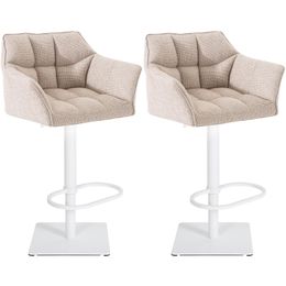 CLP 2er Set Barhocker Damaso mit Stoffbezug I Gepolsterte Barst&uuml;hle h&ouml;henverstellbar und drehbar I Tresenst&uuml;hle bis 240 kg belastbar