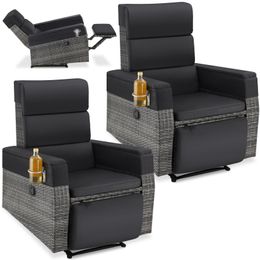 TecTake&reg; Aluminium Rattansessel, verstellbare R&uuml;ckenlehne und Fu&szlig;ablage, abnehmbare Polster mit waschbaren Bez&uuml;gen, Belastbarkeit 150 kg, 80 x 80 - 157 x 80 - 97 cm