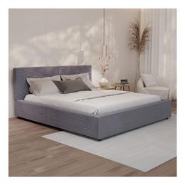 Juskys Polsterbett Salerno &ndash; 180 x 200 cm Cord Grau, modernes Design & pflegeleicht