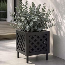 Pflanzkasten MCW-P86, Blumen-/Pflanzk&uuml;bel Blumenkasten, In-/Outdoor Akazie Holz MVG-zertifiziert 42x34x34cm ~ schwarz