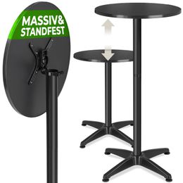 TecTake&reg; Aluminium-Bistrotisch, wetterfest, klappbar, Zementsockel, Belastbarkeit 60 kg, h&ouml;henverstellbare Kunststofff&uuml;&szlig;e