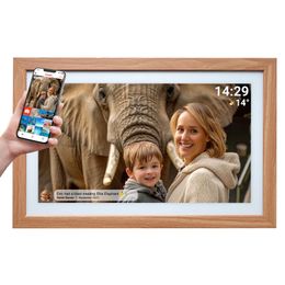 Denver PFF-2162LW WLAN Bilderrahmen &ndash; 21,5", Frameo, Holz, hellbraun