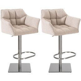 CLP 2er Set Barhocker Damaso mit Stoffbezug I Gepolsterte Barst&uuml;hle h&ouml;henverstellbar und drehbar I Tresenst&uuml;hle bis 240 kg belastbar