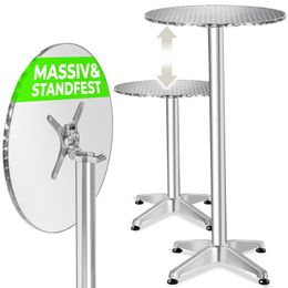 TecTake&reg; Aluminium-Bistrotisch, wetterfest, klappbar, Zementsockel, Belastbarkeit 60 kg, h&ouml;henverstellbare Kunststofff&uuml;&szlig;e