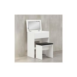 KADIMA DESIGN Moderner Schminktisch mit Klappfach und Spiegel, inklusive Hocker, Melaminharzbeschichtung