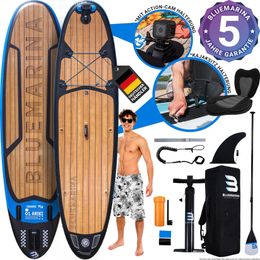 Bluemarina SUP Board Ariki, Stand Up Paddle aufblasbar mit Paddel, Pumpe, Rucksack, 5J Garantie (Black Yacht 2.0, 325x86x16,5cm / 10'8")