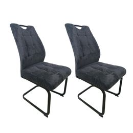 HTI-Living Schwingstuhl Marek Cord Dunkelgrau 2er-Set