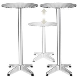 TecTake&reg; Aluminium-Bistrotisch, wetterfest, klappbar, Zementsockel, Belastbarkeit 60 kg, h&ouml;henverstellbare Kunststofff&uuml;&szlig;e