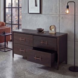 Kommode MCW-Q66, Sideboard Schrank Anrichte, Schubladen Industrial 60x120x40cm ~ Holz schwarz, Metall kupferfarben