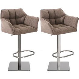 CLP 2er Set Barhocker Damaso mit Stoffbezug I Gepolsterte Barst&uuml;hle h&ouml;henverstellbar und drehbar I Tresenst&uuml;hle bis 240 kg belastbar