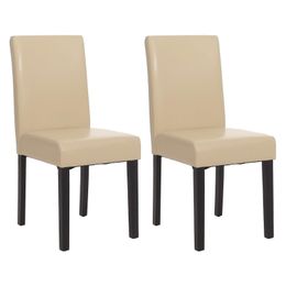 MCW 2er-Set Esszimmerstuhl K&uuml;chenstuhl Stuhl Littau ~ creme, dunkle Beine