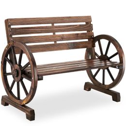 TecTake&reg; Gartenbank, 2-Sitzer, 106 x 55 x 78 cm, geflammtes Massivholz mit Lackierung, Belastbarkeit 320 kg
