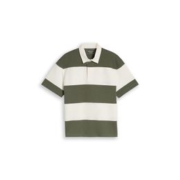 Tom Tailor Denim Herren Relaxed Fit Poloshirt mit Blockstreifen, gr&uuml;n, Gestreift, Gr. XXL