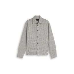 Tom Tailor Denim Herren Overshirt mit Taschen, grau, Gemustert, Gr. XL