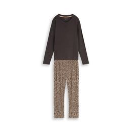 Tom Tailor Damen Pyjama-Set mit Leopardenmuster, grau, Animalprint, Gr. 36