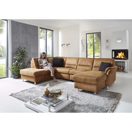 Wohnlandschaft DIE PLANBAR, B:316cm T:203cmdeluxe zimt, 100% Polyester, Sofas, "ZE-EM16033 U-Form, Breite 316 cm", wahlweise mit Kopfst&uuml;tzen und echt