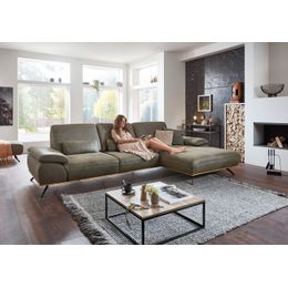 Ecksofa DIE PLANBAR, B:322cm H:89cm T:187cmolive, Sichtrahmen: Aus Spannplatte mit augesetzten Weildeiche funiert, Wohnzimmer, Sofas, "PN-EM18063
