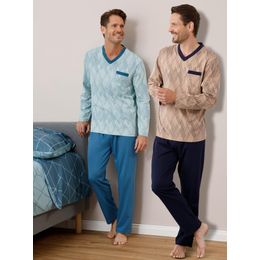 w&auml;schepur W&Auml;SCHEPUR Herren Schlafanzug, Gr. 44marine, bedruckt, topas, bedruckt, 100% Baumwolle, Homewear-Sets