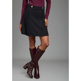 Bruno Banani Damen Skaterrock "mit Zierkn&ouml;pfen"schwarz, Gr. 40, unifarben, Web, Obermaterial: 70% Viskose, 25% Polyester, 5% Elasthan, R&ouml;cke, in