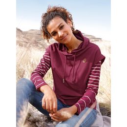 Casual Looks Damen Kapuzenshirt "Kapuzen-Shirt"bordeaux, Gr. 48, unifarben, 100% Baumwolle, Shirts