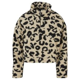 Urban Classics Damen Trainingskapuzenpullover "Urban Classics Damen Ladies Short AOP Sherpa Troyer"sandleo, Gr. L, mehrfarbig, 100% Polyester,
