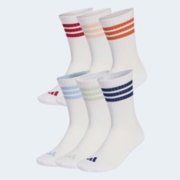 Damen Sportsocken "3-STREIFEN ESSENTIALS CUSHIONED CREW 6ER-PACK", adidas Performance, Gr. XLwei&szlig;, active maroon, fox orange, dunkelblau,