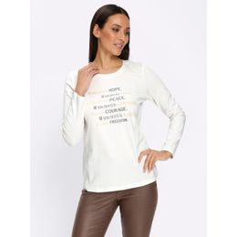 Heine Damen Langarmshirt, Natur, Gr. 46, Langarm-Shirts, Material: Baumwolle