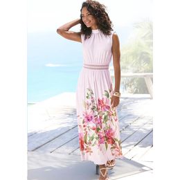 Lascana Maxikleid 'aus glatter b&uuml;gelfreier Ware' pink Gr. 40 f&uuml;r Damen. Hoch Geschlossener Ausschnitt und Druck. Figurbetont. Nachhaltig.