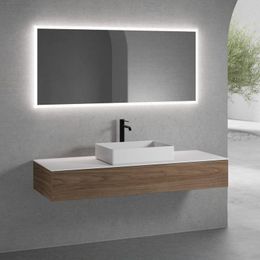 neoro n50 Unterschrank B: 160 cm mit 1 Auszug, Waschtisch B: 58 cm wei&szlig; matt, mit n30 Spiegel,, BN0065WM+BN0493WL+BN0405WM+BN0007MI,