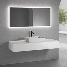 neoro n50 Unterschrank B: 160 cm mit 1 Auszug, Waschtisch B: 58 cm wei&szlig; matt, mit n30 Spiegel,, BN0065WM+BN0493WH+BN0405WM+BN0007MI,