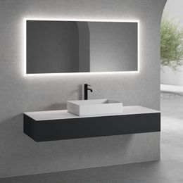 neoro n50 Unterschrank B: 160 cm mit 1 Auszug, Waschtisch B: 58 cm wei&szlig; matt, mit n30 Spiegel,, BN0065WM+BN0493BM+BN0405WM+BN0007MI,