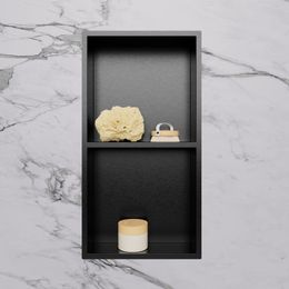 Viverso x wall Edelstahl-Wandnische B: 300 mm H: 600 mm, mit Slim-Rahmen und Ablage,, VU9812BB,