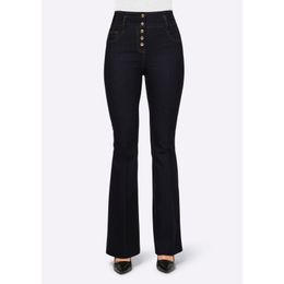 Heine Damen Bootcut-Jeans, Blau, Gr. 46, Bootcut, Material: Baumwolle