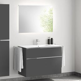 evineo ineo4 Unterschrank B: 81 cm, 2 Ausz&uuml;ge, mit Griff, Waschtisch wei&szlig;, mit Spiegel,, BE0835WH+BE0201AN+BEA010MI+BL001197,