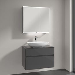 Villeroy & Boch Villeroy & Boch Embrace Schrank mit Loop & Friends Waschtisch, mit Spiegelschrank My View Now, 4A4801R1+A95500FP+A4558000, My View Now